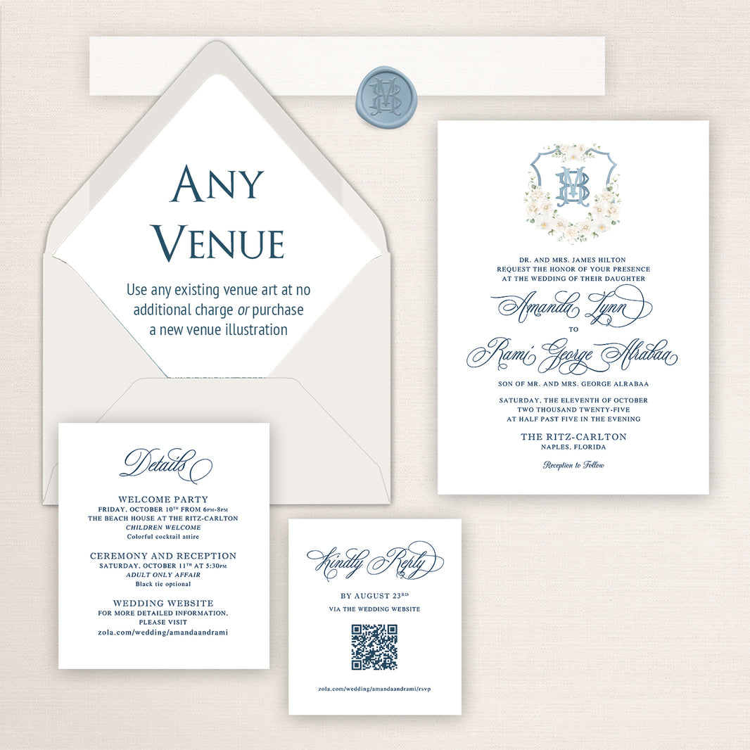 Painted Venue Wedding Invitations | Hand-Painted Invitation Suites ...
