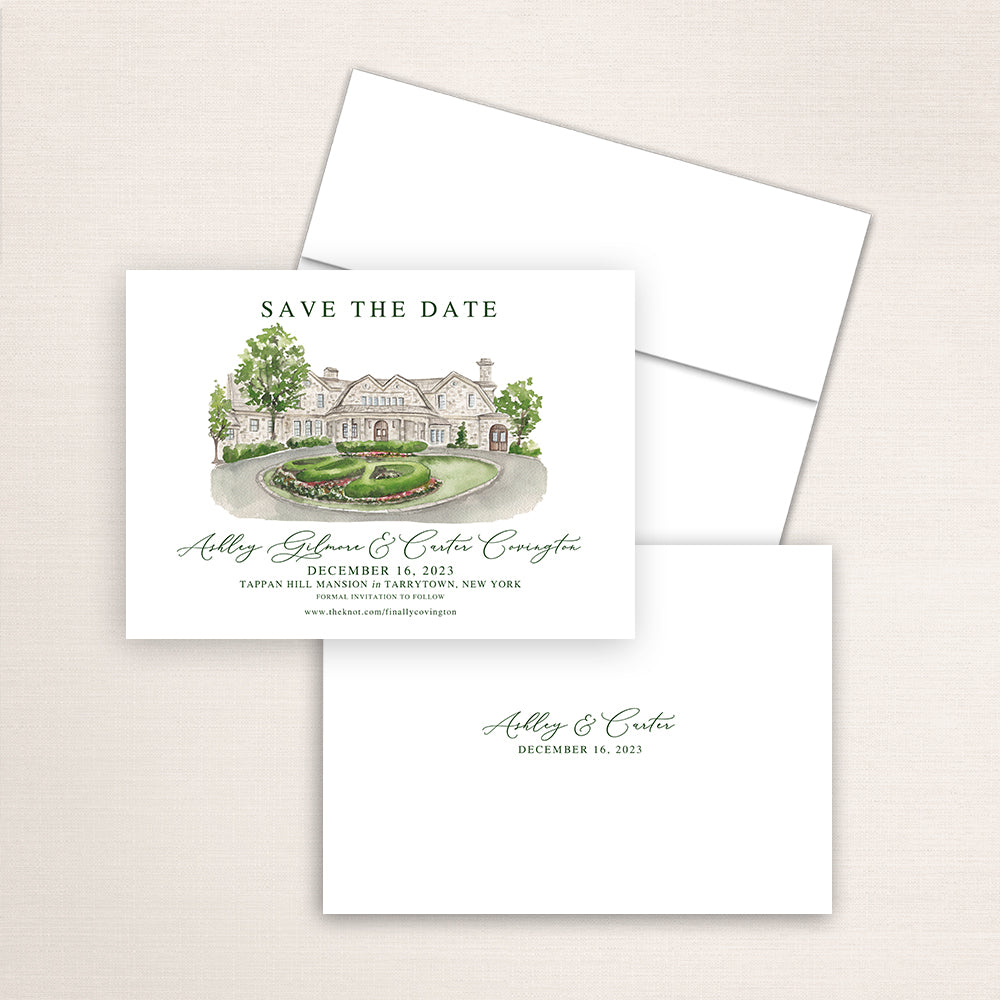 Tappan Hill | Hand-Painted Venue Save the Date Cards – HALOdesignsSHOP